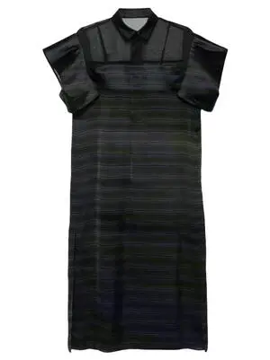 Sacai Mesh Striped Shirt Dress - Black