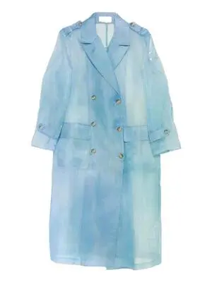 ERMANNO FIRENZE Double-breasted Trench Coat - Blue