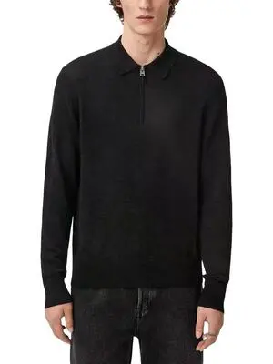 ALLSAINTS Albany Zip-up Polo Shirt - Black