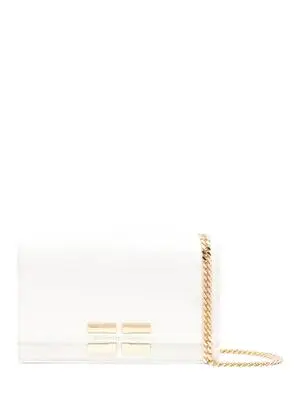 Elisabetta Franchi Leather Cross Body Bag With Chain Strap - Neutrals