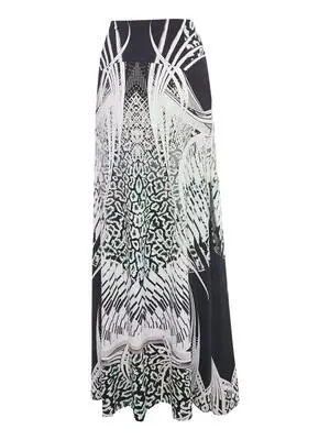 Roberto Cavalli Abstract-print Maxi Skirt - Black