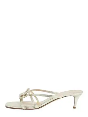Valentino Garavani Vlogo Leather Slide Sandals - Gold