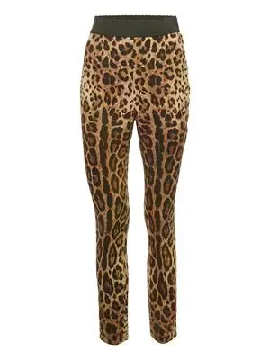 Dolce & Gabbana Silk Animal-print Trousers - Brown