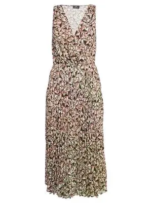 Elisabetta Franchi Pleated Geometric-print Dress - Brown