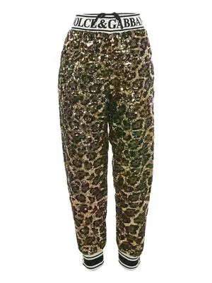 DOLCE & GABBANA Leopard Print Sequin Trousers
