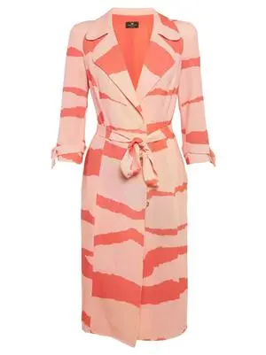 Elisabetta Franchi Abstract-print Belted Midi Dress - Orange