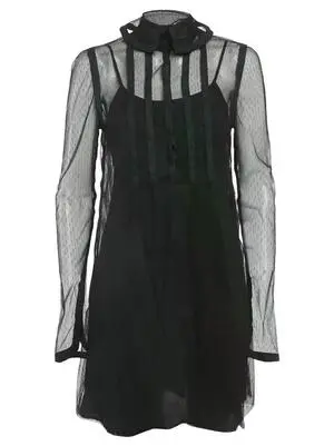 Fendi Mesh Long-sleeve Mini Dress - Black