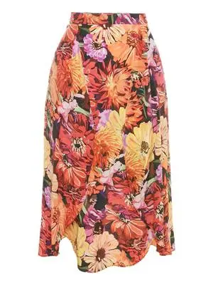 Stella McCartney Silk Floral Print Skirt - Orange