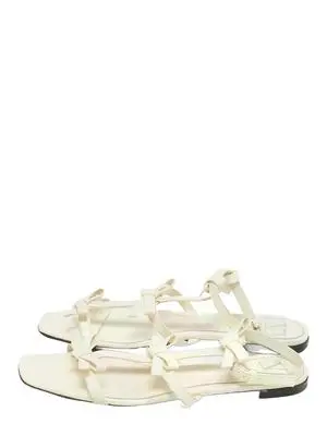 Valentino Garavani Bow Ankle Strap Flats - White