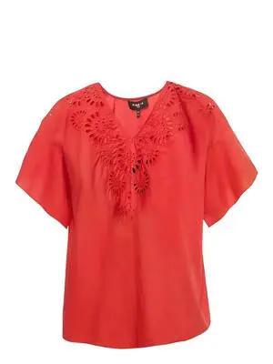 Paule Ka Cotton Embroidery Blouse - Red