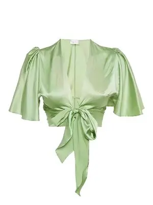 ADRIANA IGLESIAS Tie-Up Silk Blouse