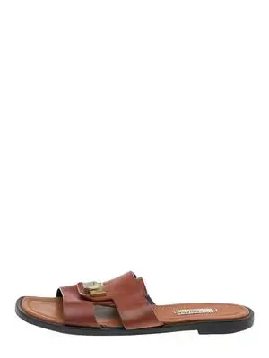 Balenciaga Leather Slip-on Sandals - Brown