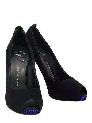 GIUSEPPE ZANOTTI 105mm Peep-toe Crystal-embellished Pumps - Black