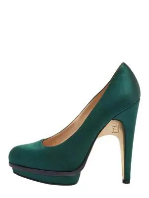 Fendi Satin Platform Stiletto Heel Pumps - Green
