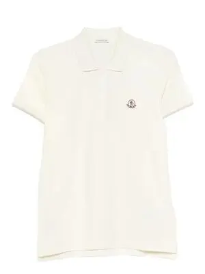 Moncler Logo-patch Short-sleeve Polo Shirt - Neutrals