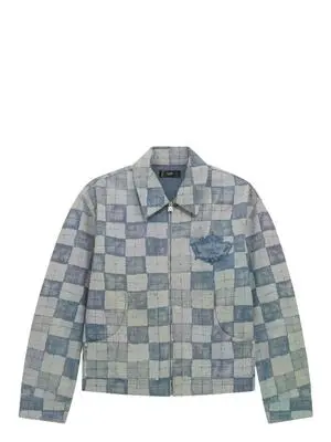 Amiri Check-pattern Denim Jacket - Blue