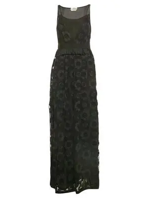 Fendi Floral Embroidered Maxi Dress - Black