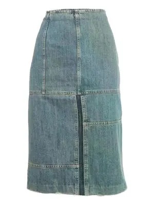 Miu Miu Panelled Denim Midi Skirt - Blue
