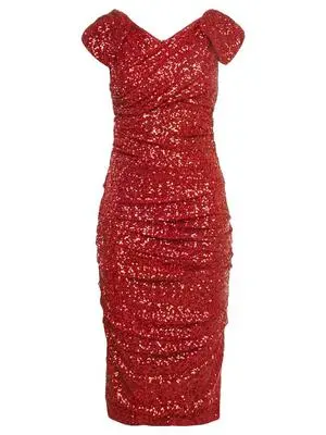 Dolce & Gabbana Sequin Midi Dress - Red