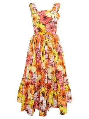 Dolce & Gabbana Floral-print Midi Dress - Orange