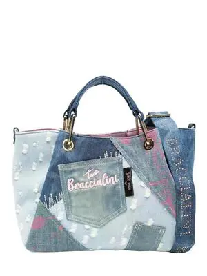 BRACCIALINI Amy Jeans Denim Patchwork Tote Bag - Blue
