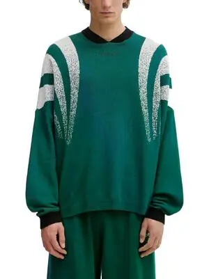 Adidas Striped Logo Knitted Sweater - Green