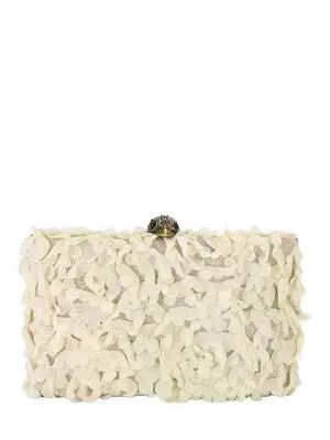 Kurt Geiger Floral Appliqué Eagle Head Clutch - Neutrals
