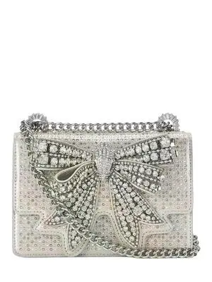 Kurt Geiger Satchel With Rhinestone Bow - Silver