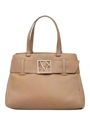 Armani Exchange Belt-Embellished Tote Neutrals