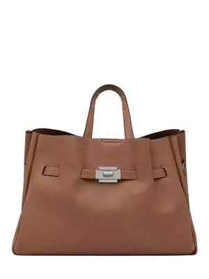 Dkny Grained-leather Tote - Brown