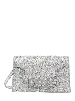 Dkny Crossbody Bag With Logo Plaque - Silver