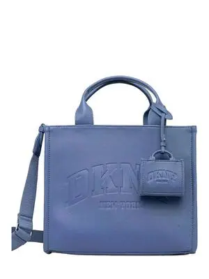 Dkny Logo-embossed Charm Tote Bag - Blue