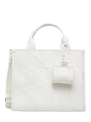 Dkny Logo-embossed Charm Tote - White