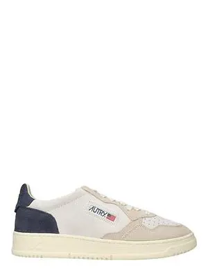 AUTRY Medalist Leather Trainers - Beige Comb