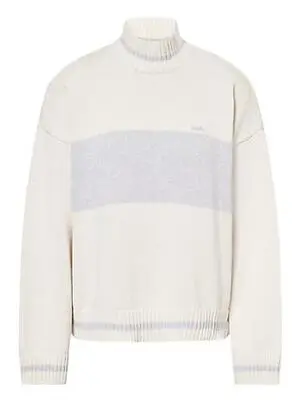 SISTERS & SEEKERS High-neck Knitted Cotton-blend Jumper - White/grey