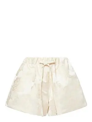 Simone Rocha Rose-print Jacquard Woven Shorts - Cream