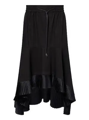 Sacai Pleated Asymmetric Midi Skirt - Black