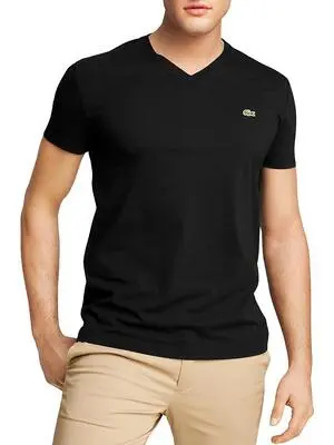 LACOSTE Solid V-neck Tee