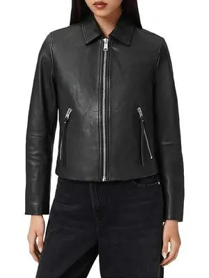 ALLSAINTS Danbury Nappa Leather Biker Jacket - Black
