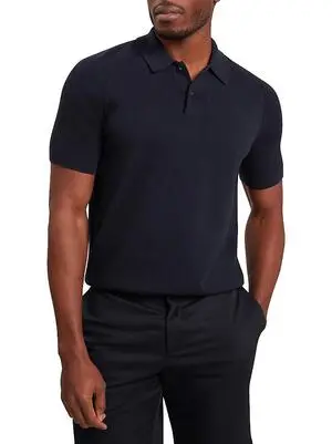 Ted Baker London Otiso Ribbed Raglan Sleeve Polo - Navy