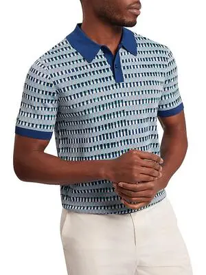 Ted Baker London Tadmori Short Sleeve Geo Jacquard Polo - Navy