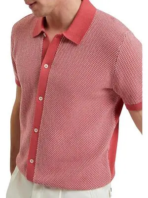 Ted Baker London Noliva Short Sleeve Small Stitch Button Through Polo - Red