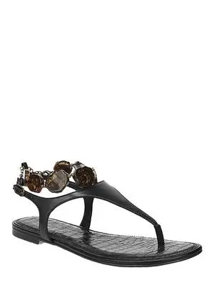 Sam Edelman Canna Leather Sandals With Embellished Strap - Black
