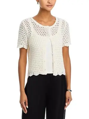 FORE Eyelet Crocheted Cardigan - Ivory