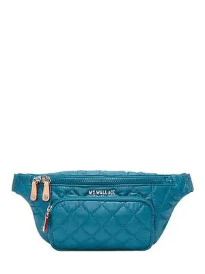 Mz Wallace Small Quilted Leather Belt Bag - Pacific Blue/gold