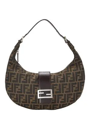 Fendi Zucca Crescent Moon Hobo Bag - Brown