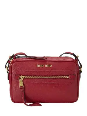 Miu Miu Grained Leather Camera Bag - Red