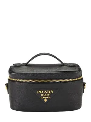 Prada Vitello Daino Convertible Vanity - Black
