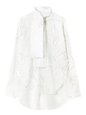 Plan C Floral-print Blouse With Cravat Detail - White