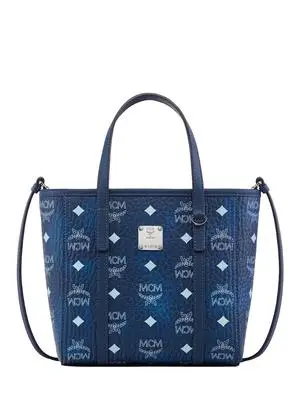 Mcm Toni Vi Mini Shopper - Blue Visetos